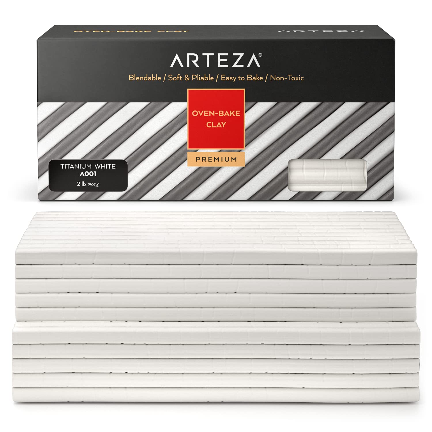ARTEZA Polymer Clay, 2 lb Pack, 907 g, Titanium White A001, Soft Oven ...