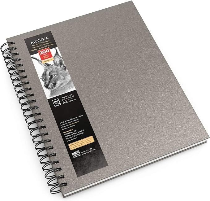 ARTEZA Spiral Sketch Book 9x12 Drawing Pad 100 Sheets Sketch Pads for ...