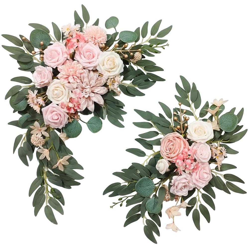 ARTFLWS Artificial Flower Swag Wedding Arch Flowers Set of 2 Rose ...