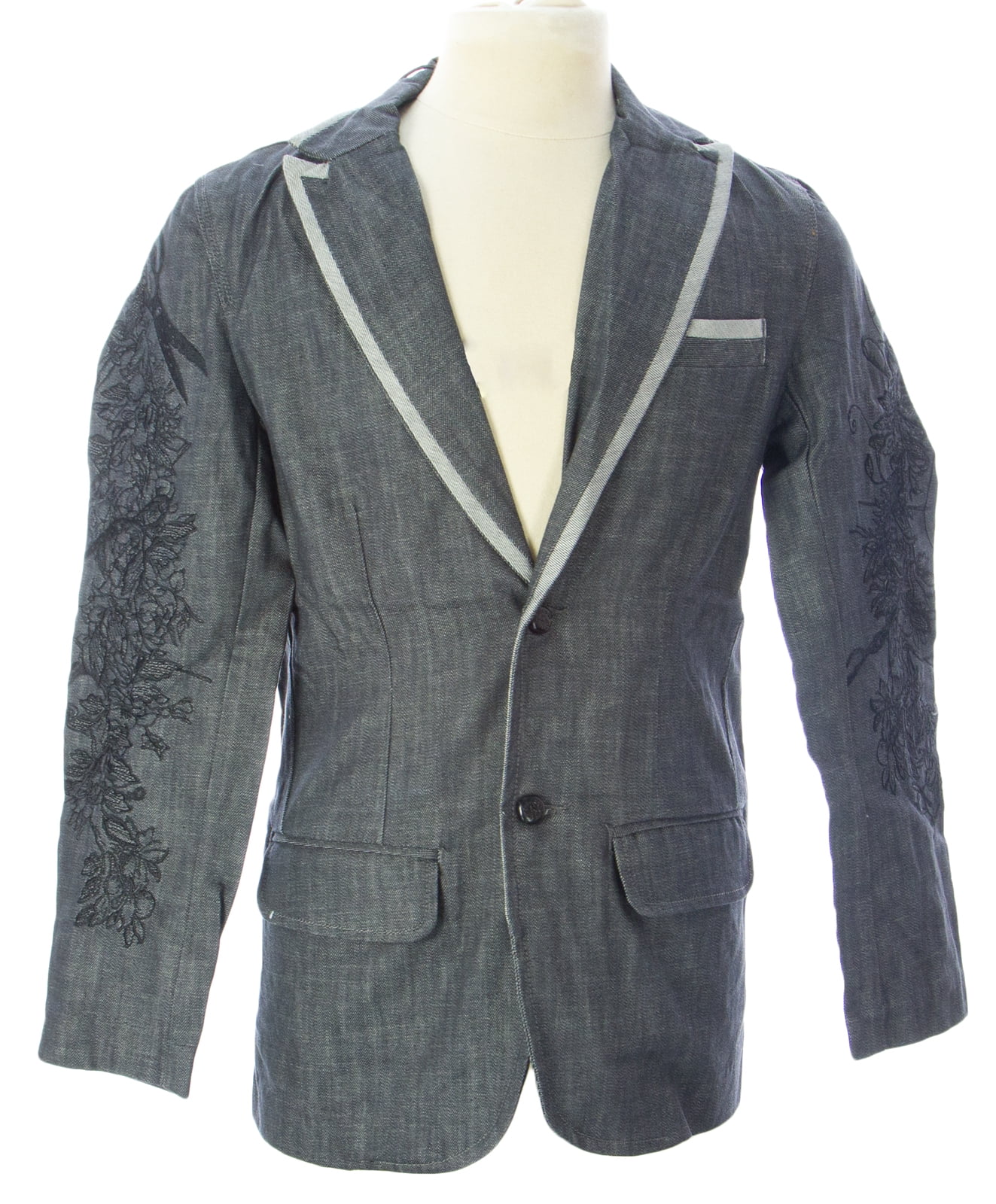 ARTFUL DODGER Men's Skeleton Denim Blazer Sz Large Dark Grey - Walmart.com