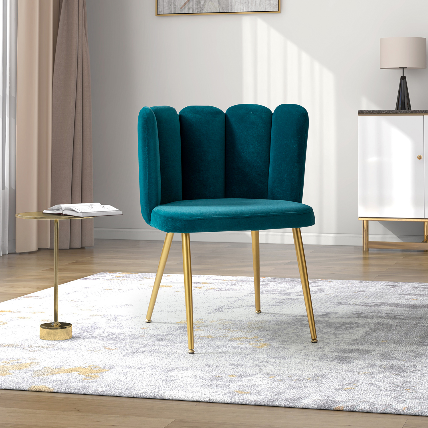 ARTFUL LIVING DESIGN Contemporary Velvet Side Chair with Tufted Back ...