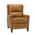 ARTFUL LIVING DESIGN Genuine Leather Manual Recliner Chair with Rivets ...