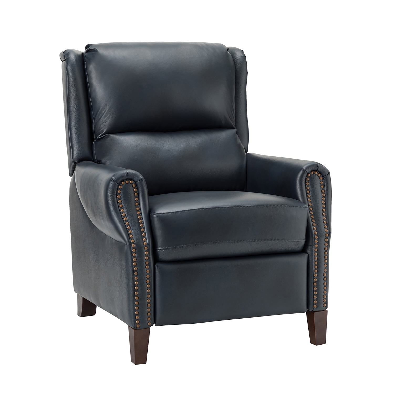 ARTFUL LIVING DESIGN Genuine Leather Manual Recliner Chair with Rivets ...