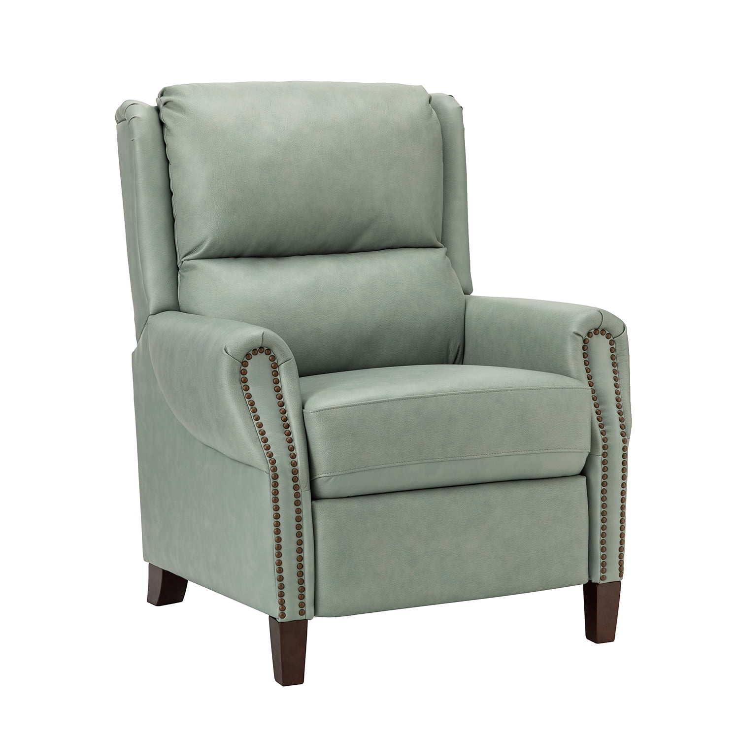 ARTFUL LIVING DESIGN Genuine Leather Manual Recliner Chair with Rivets ...