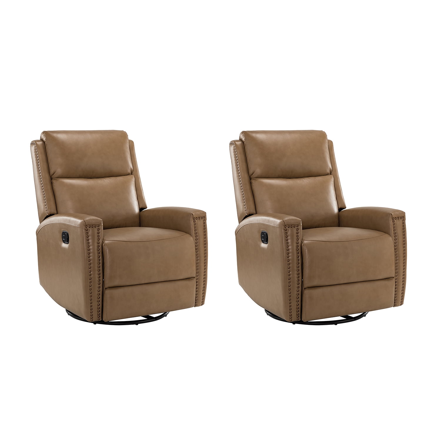ARTFUL LIVING DESIGN Genuine Leather Swivel Rocker Recliner Set of 2 ...