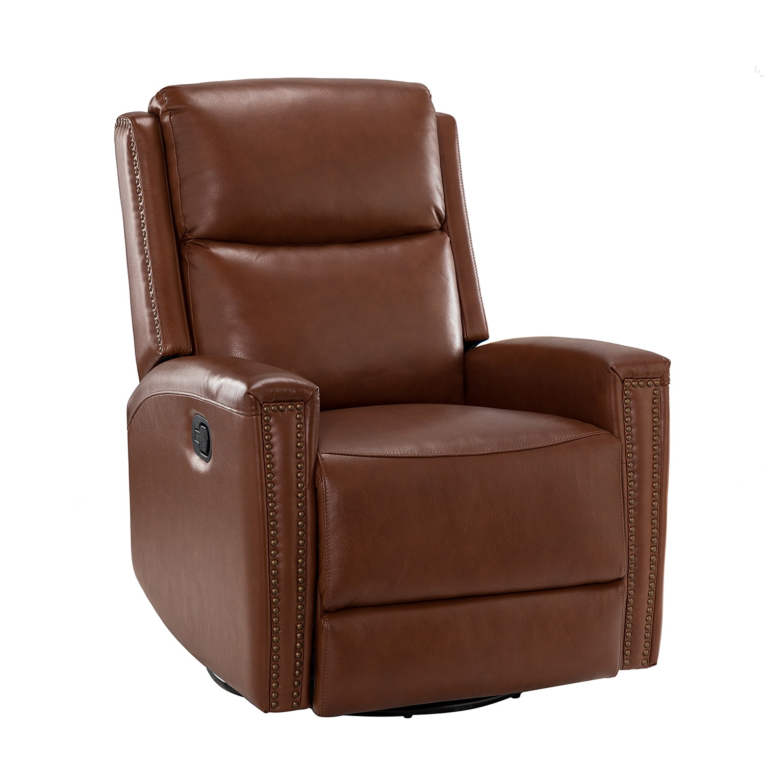 ARTFUL LIVING DESIGN Genuine Leather Manual Recliner, Push Back Rocking ...