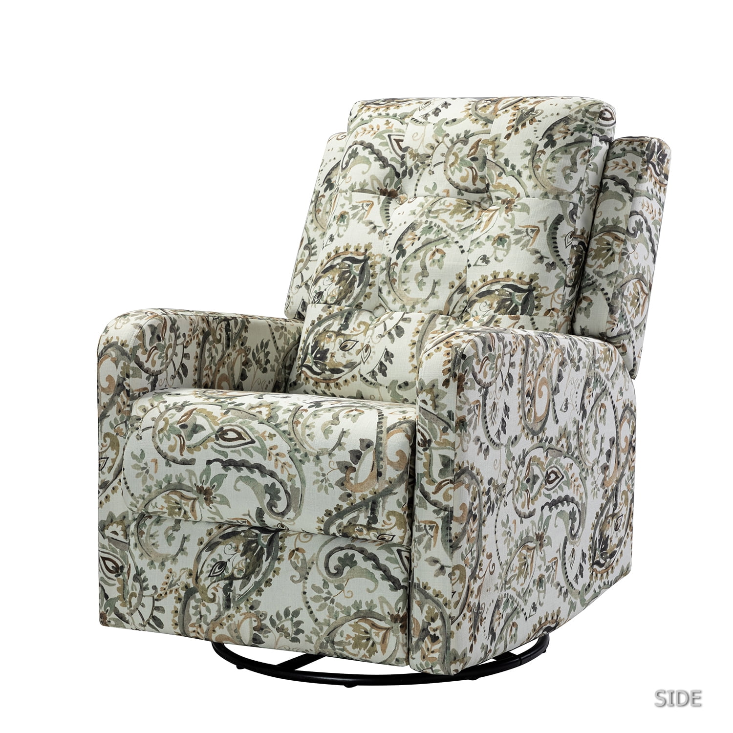 ARTFUL LIVING DESIGN Tufted Wingback Swivel Recliner Chair with Metal ...