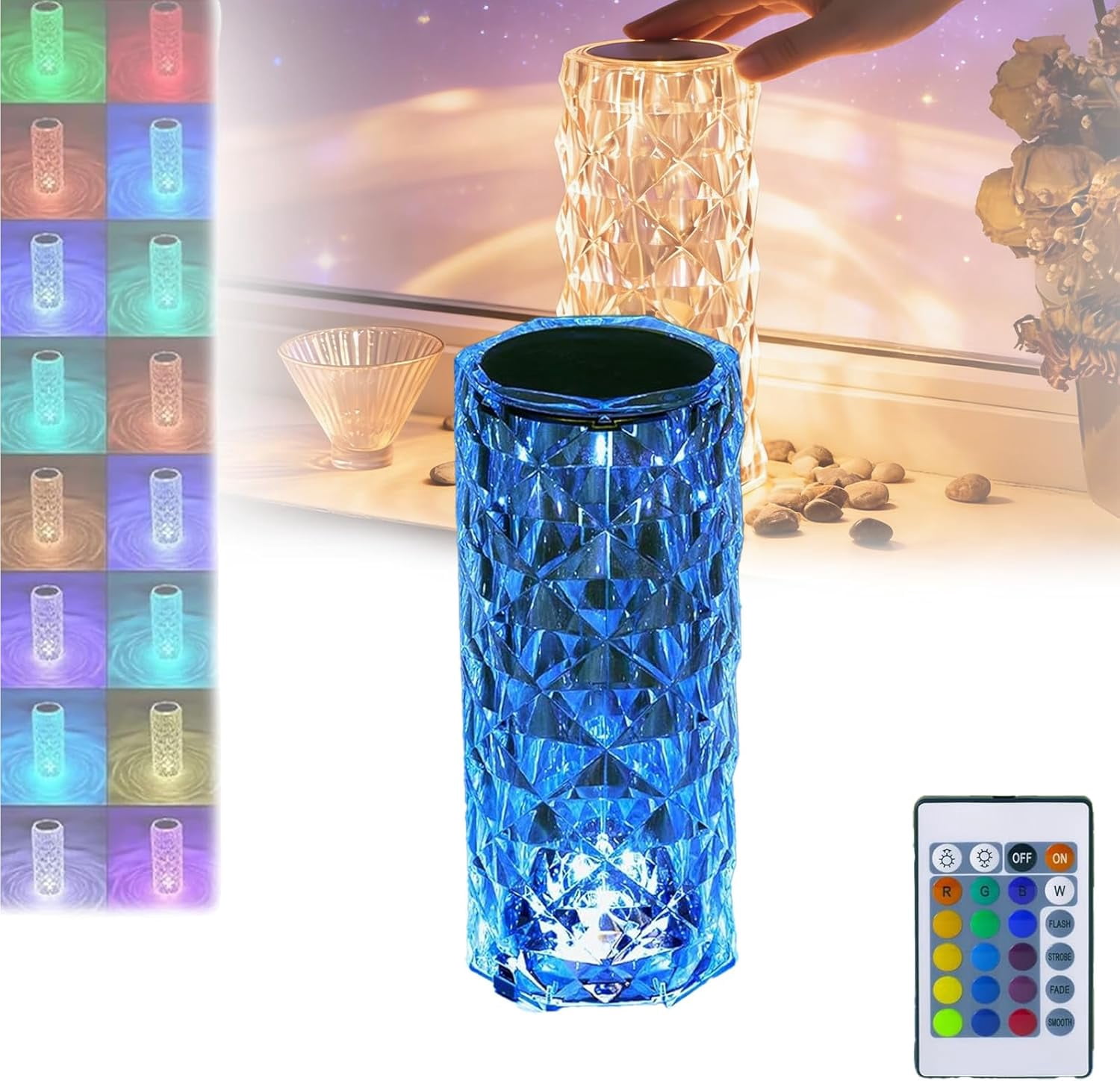 ARTIFICIAL CRYSTAL TABLE LAMP, AVAILABLE IN FOUR COLORS, COMES WITH ...
