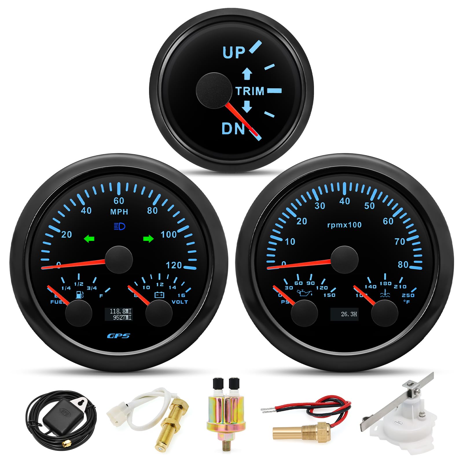 ARTILAURA 3 Gauge Set-3in1 GPS Speedometer& Fuel Gauge (Adjust 240-33 ...