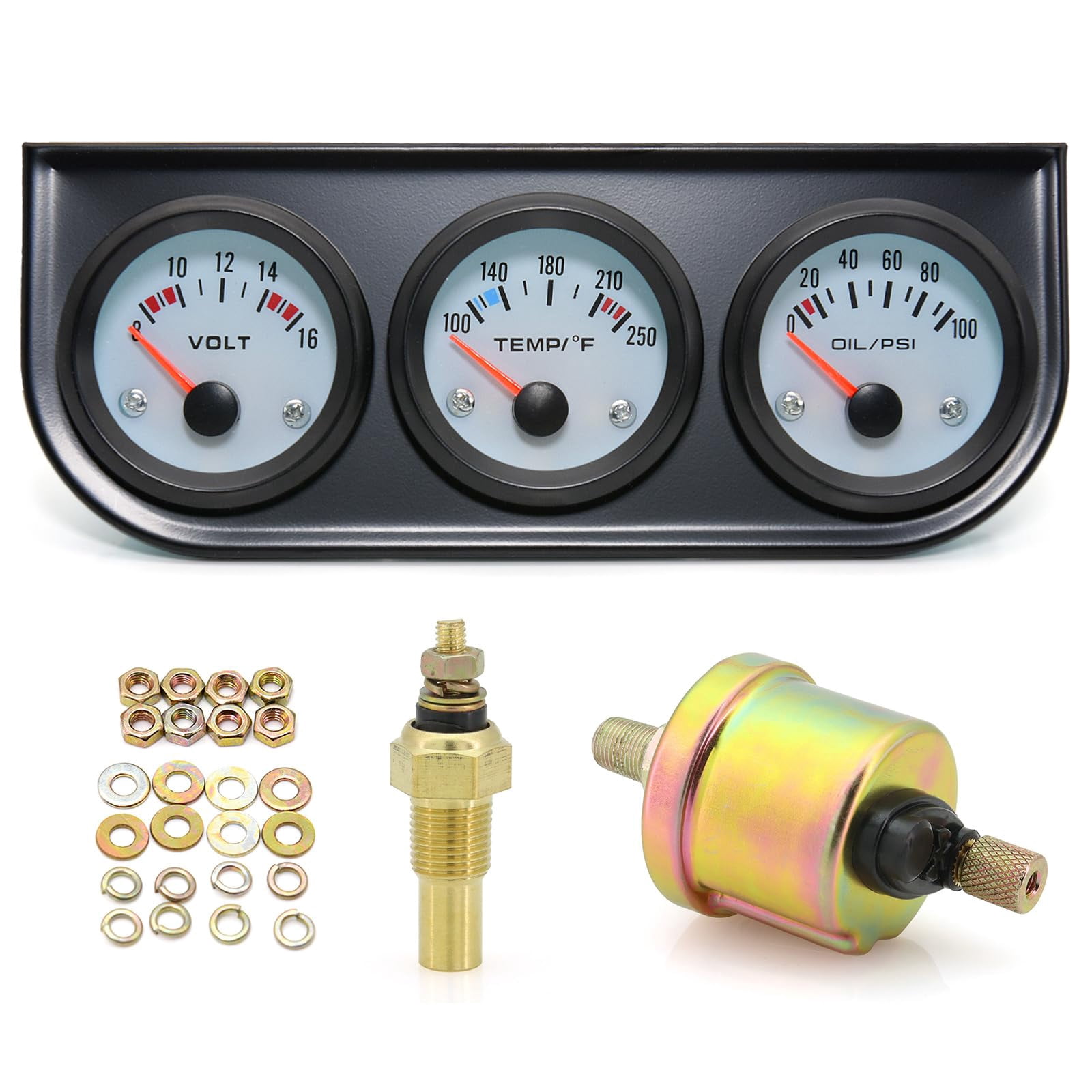 ARTILAURA 52mm Triple Gauge Set (Oil Pressure+Water Temp+Voltmeter) 3 ...