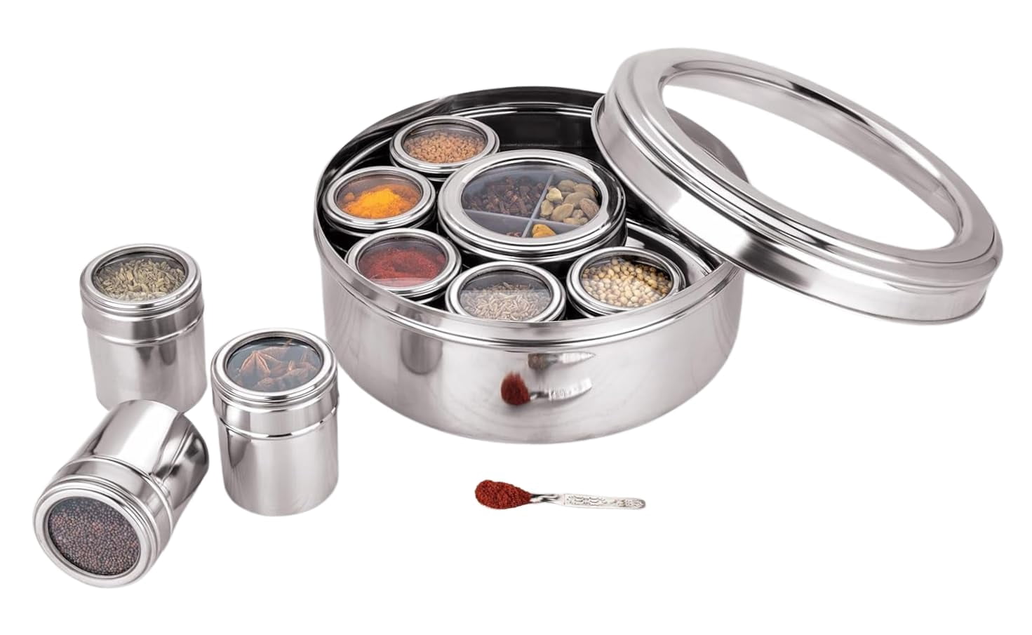 ARTISENIA 12 In 1 Stainless Steel Masala Box | Spice Box For Kitchen ...