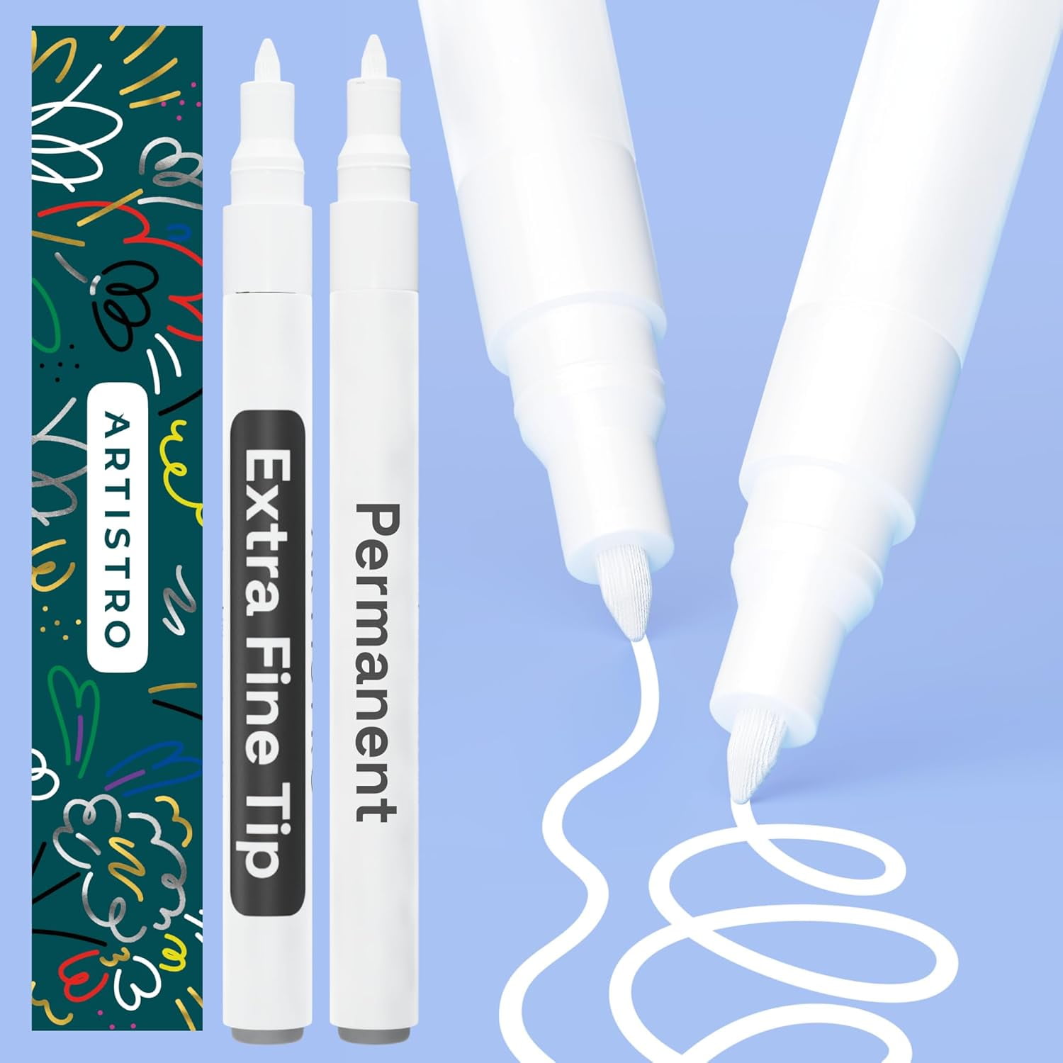 ARTISTRO 2 White Permanent Marker - Waterproof Markers for Tire, Fabric ...