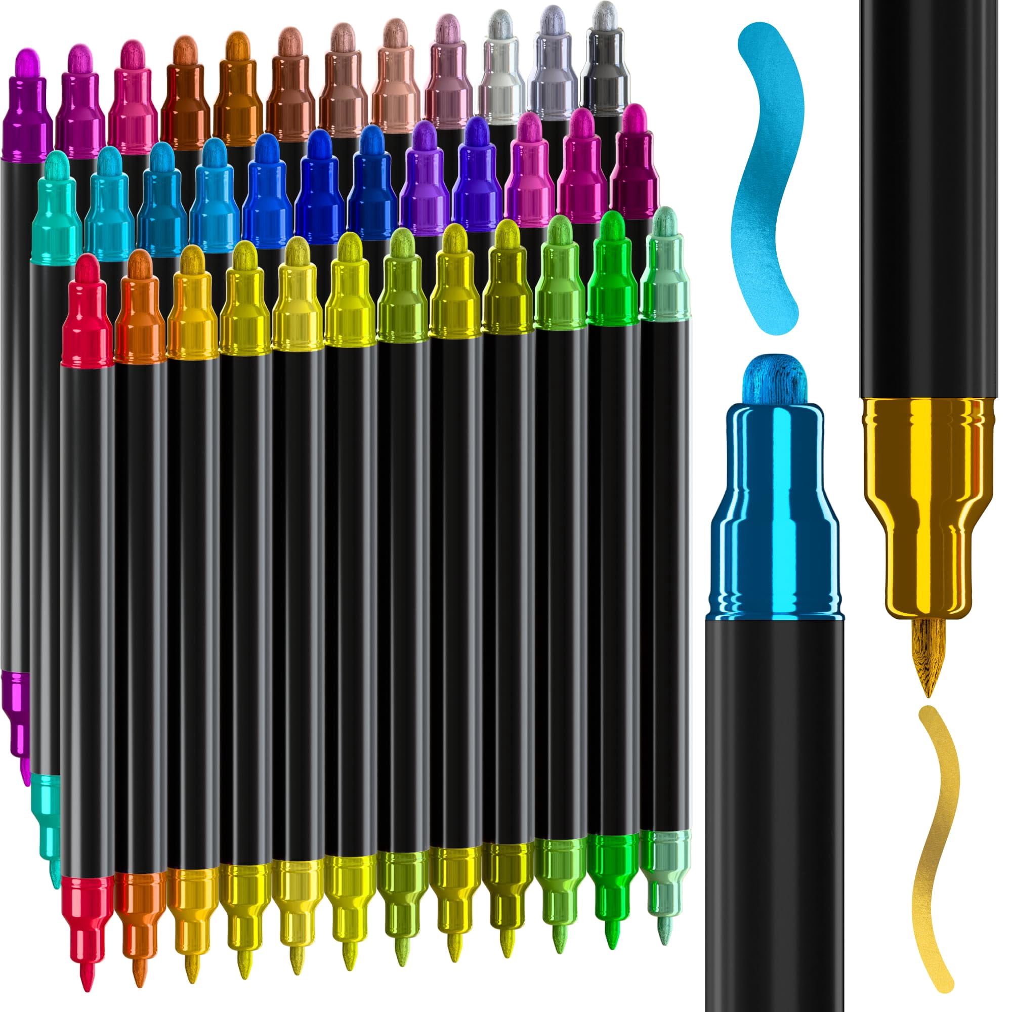 ARTISTRO 36 Metallic Precision Dual-Tip Acrylic Paint Markers – Paint ...