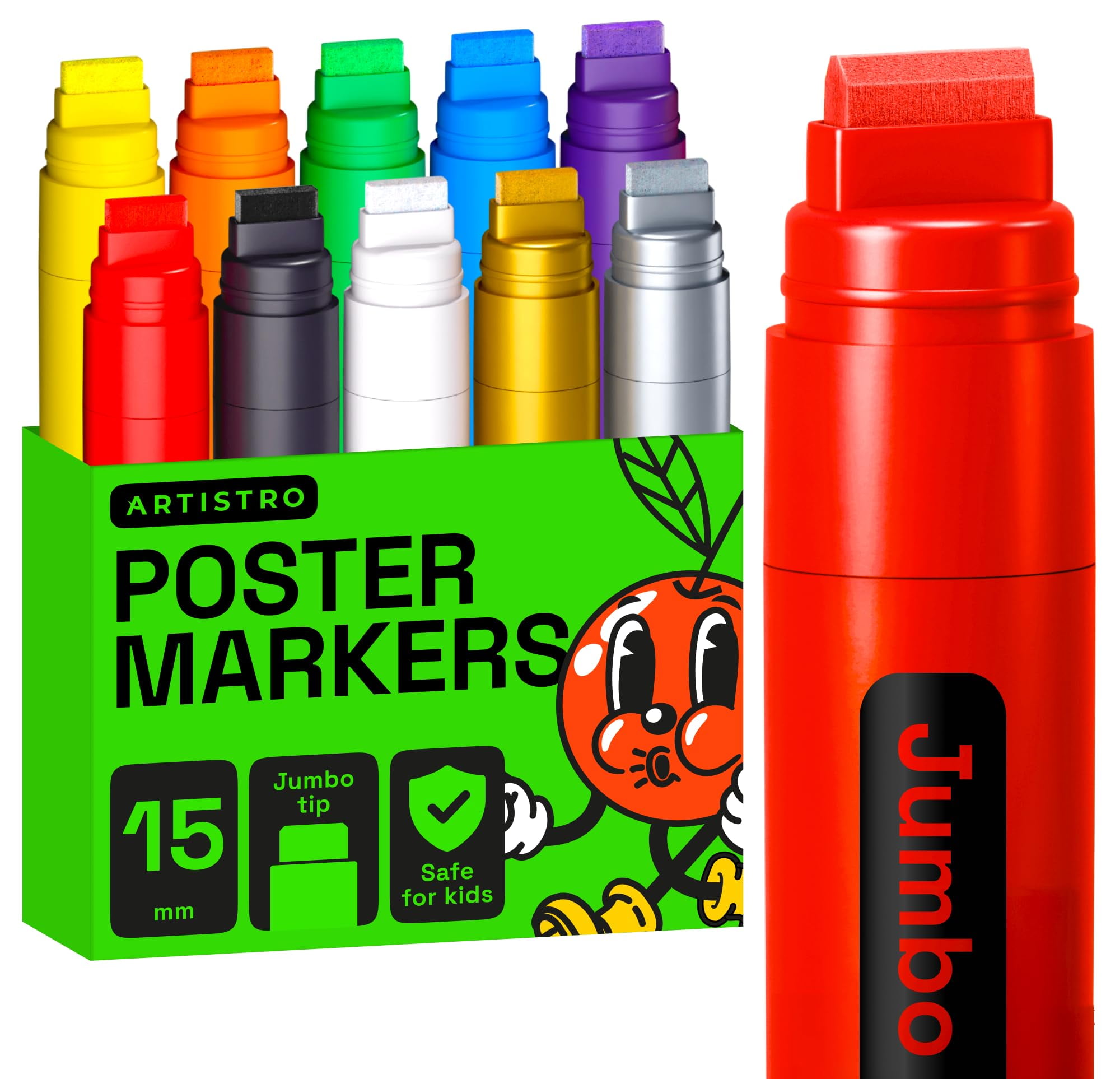 ARTISTRO Poster Markers Jumbo Set Acrylic Markers with 15mm Wide Jumbo ...