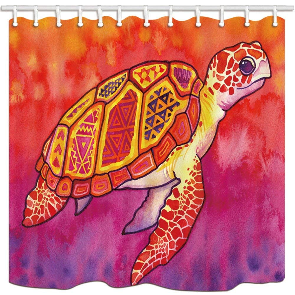 ARTJIA Animal The Colorful Rune Turtle Polyester Fabric Bathroom Shower ...