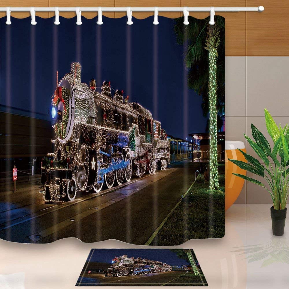ARTJIA Christmas Retro Steam Train Are Covered With Light Shower ...