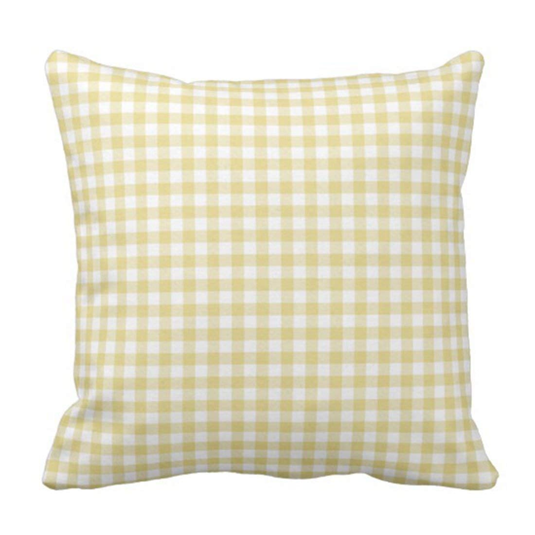 ARTJIA Colorful Check Custard Yellow Gingham Checkered Pillowcase ...