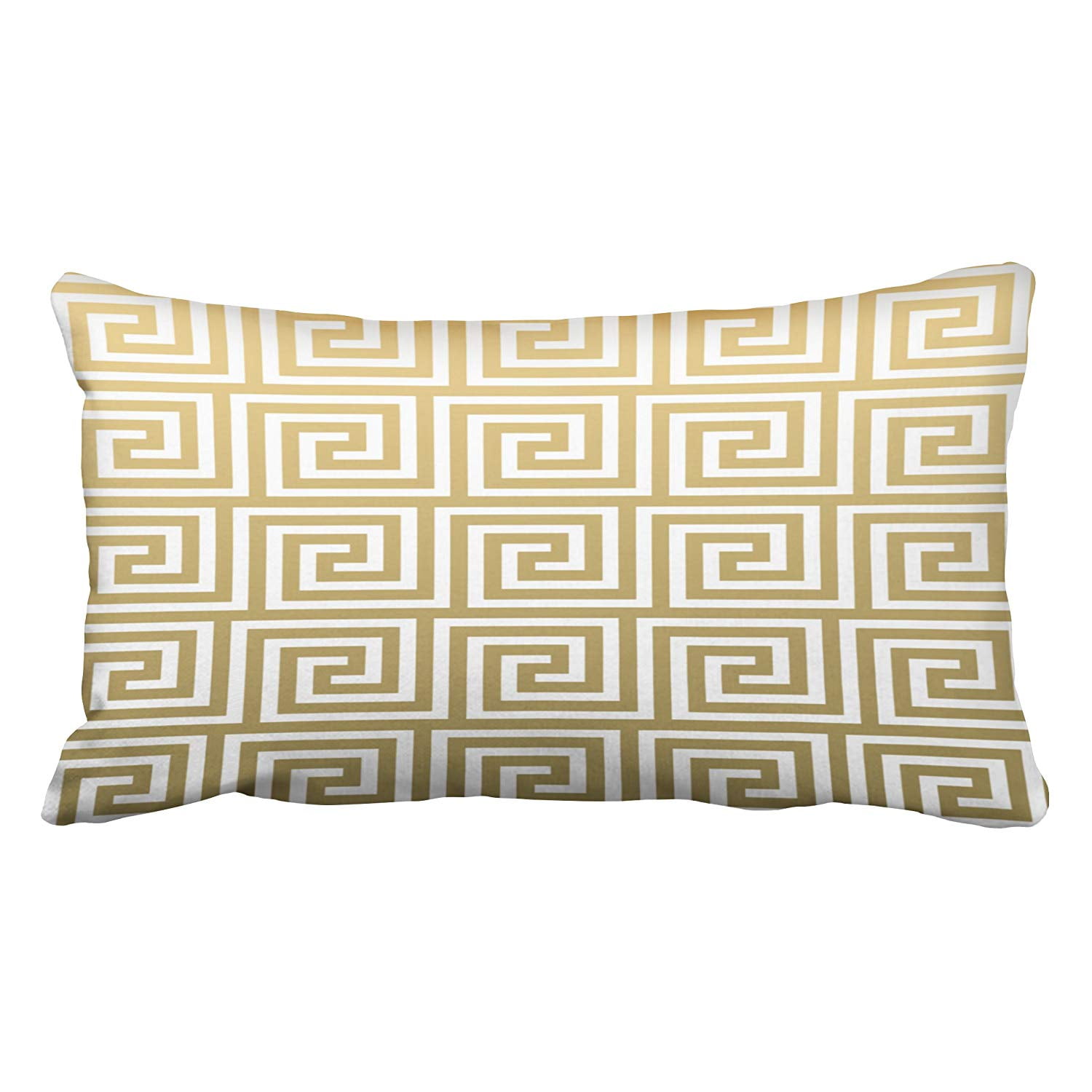 ARTJIA Elegant Gold And White Greek Key Pattern Pillowcase Cushion ...