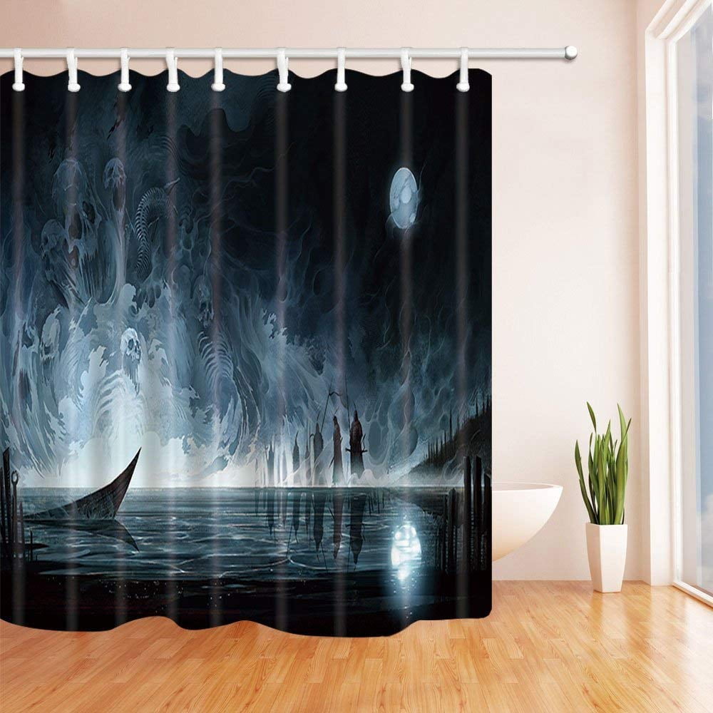 ARTJIA Halloween Water Ghost Skeleton Against Full Moon Terror Theme ...