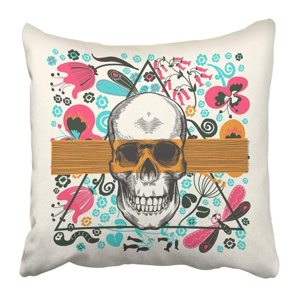 ARTJIA Human Skull Drawn in Vintage Engraving Translucent Orange Band ...