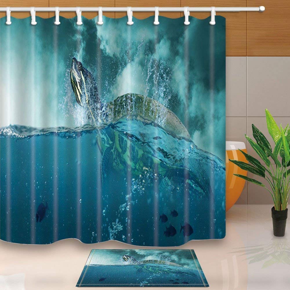 Artjia Nature Ocean Wildlife Decor Sea Turtle Swimming With Huge Waves