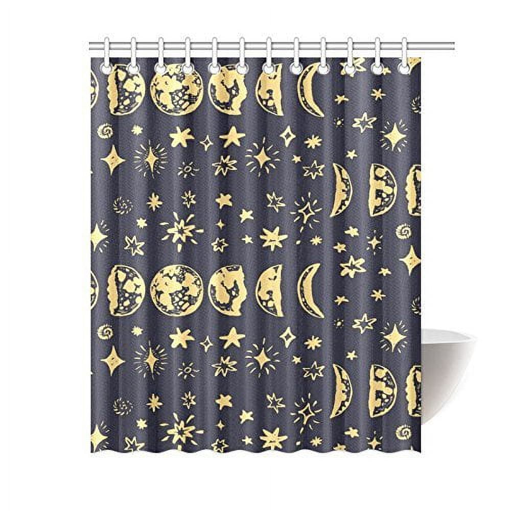 ARTJIA Phases of The Moon And Stars in Night Sky Bathroom Waterproof ...