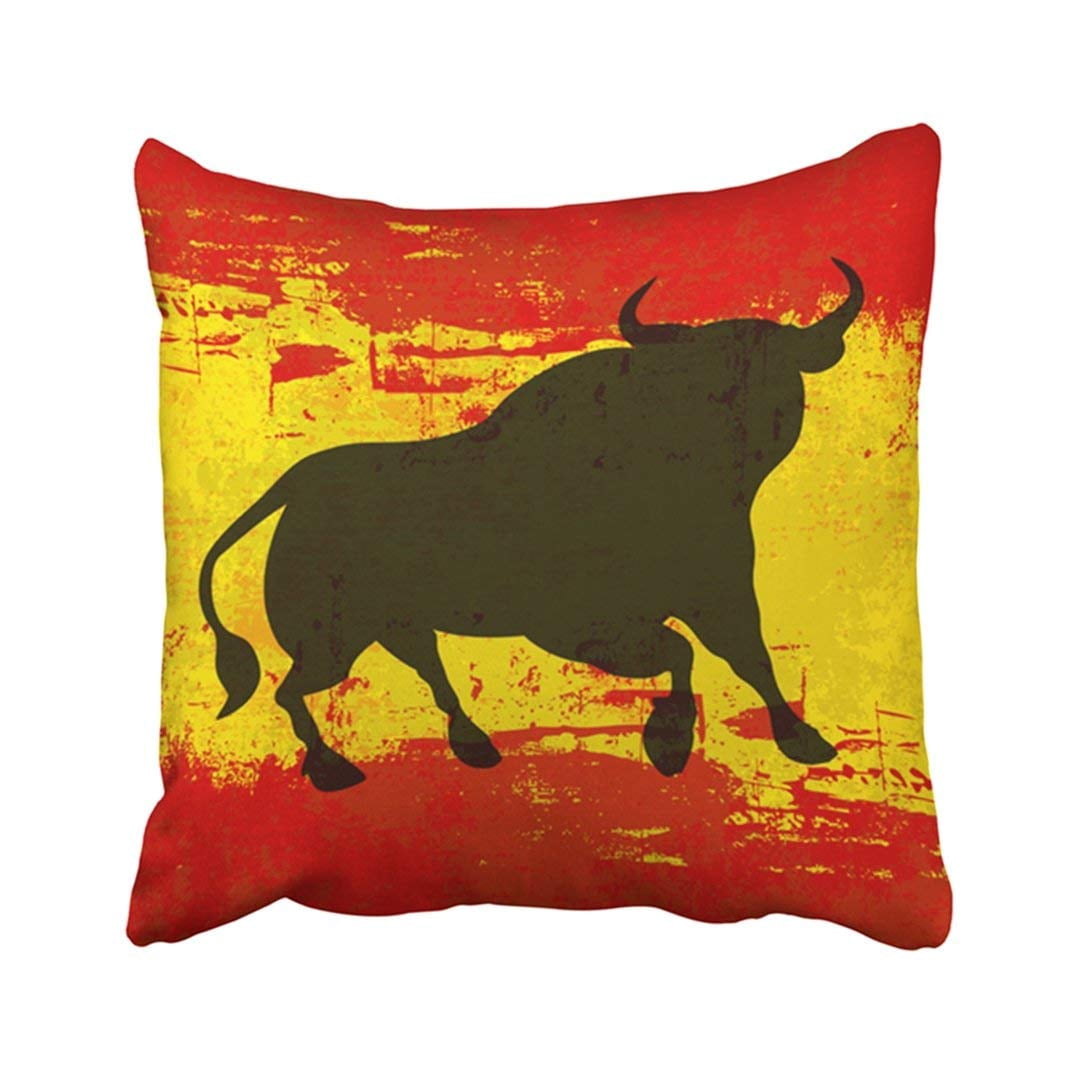 ARTJIA Red Matador Spanish With Bull Over Grunged Flag Of Spain Yellow ...