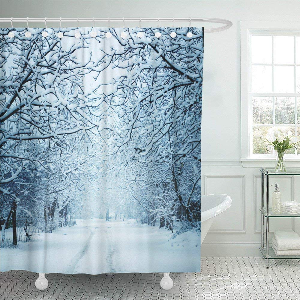 ARTJIA White Snow Winter Landscape Scene Tree Christmas Forest Day ...