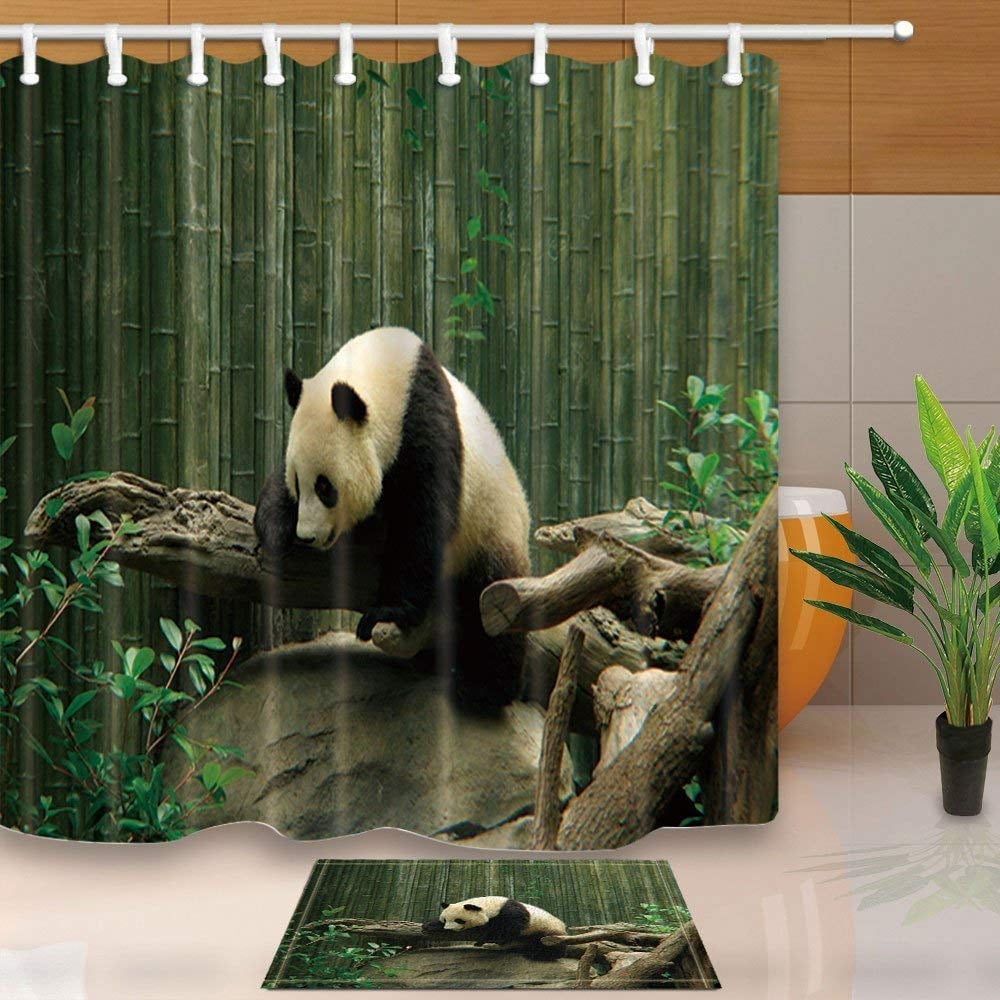 ARTJIA Wild Animal Decor Safari Panda Playing on the Trunk Against ...