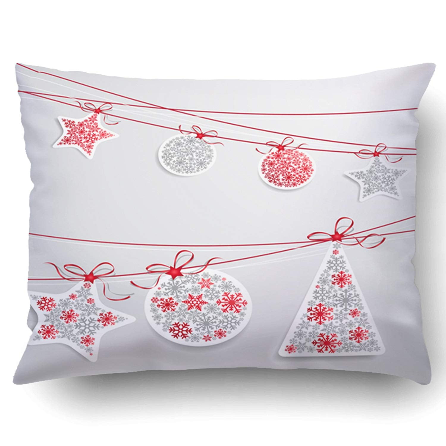 ARTJIA Xmas Christmas Label Set With Ribbons Pillow Case Cushion Cover ...