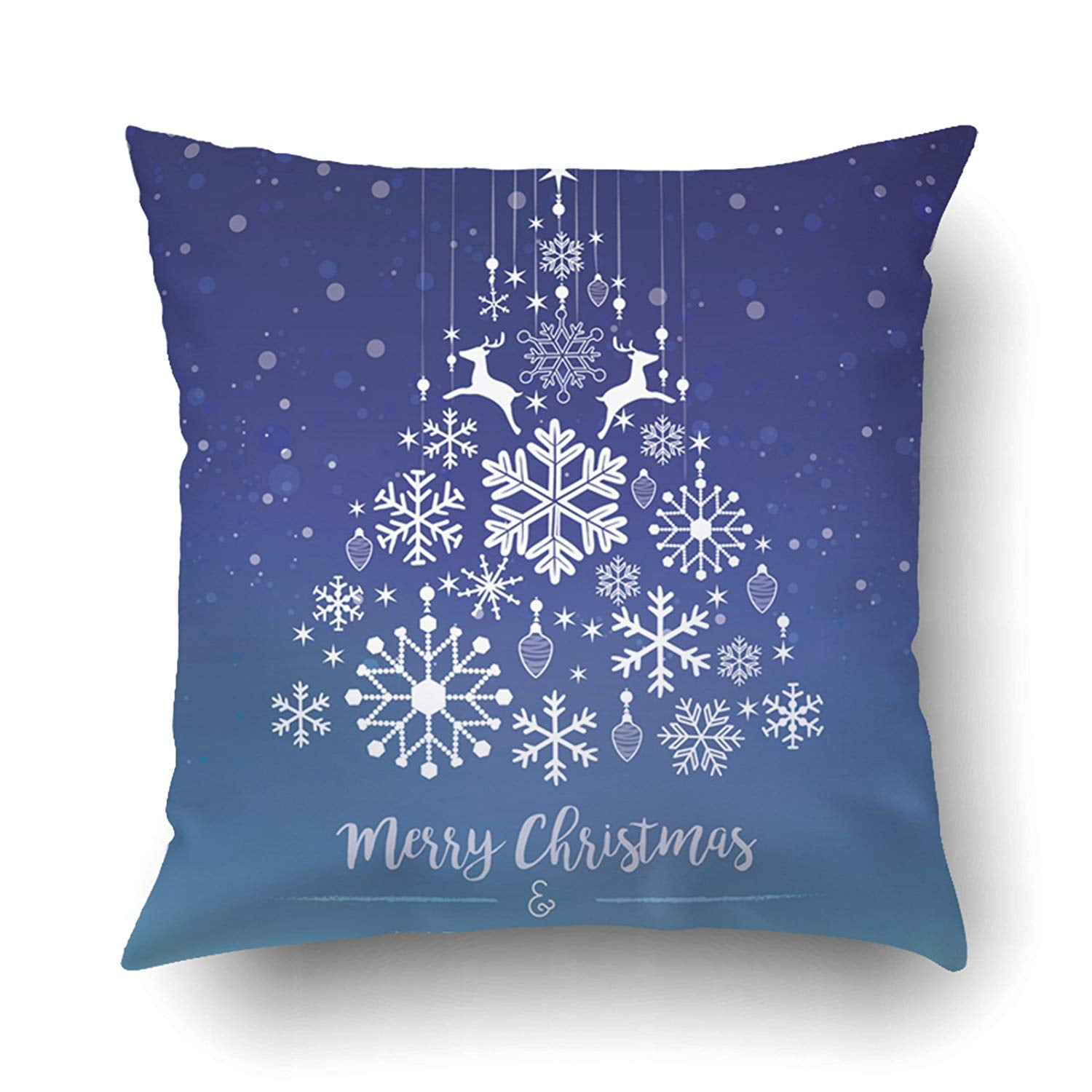 ARTJIA Xmas White Snowflake Christmas Tree On Blue Christmas Vector ...