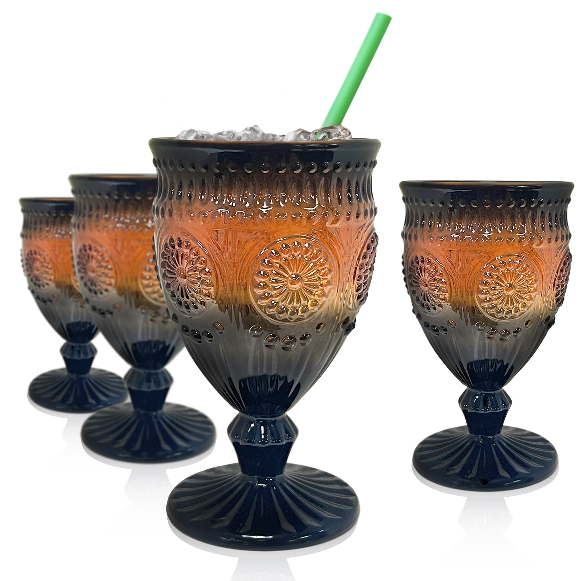 ARTLAND 9oz Footed Goblet Glass, Set of 4 - Halloween Gradient Orange ...