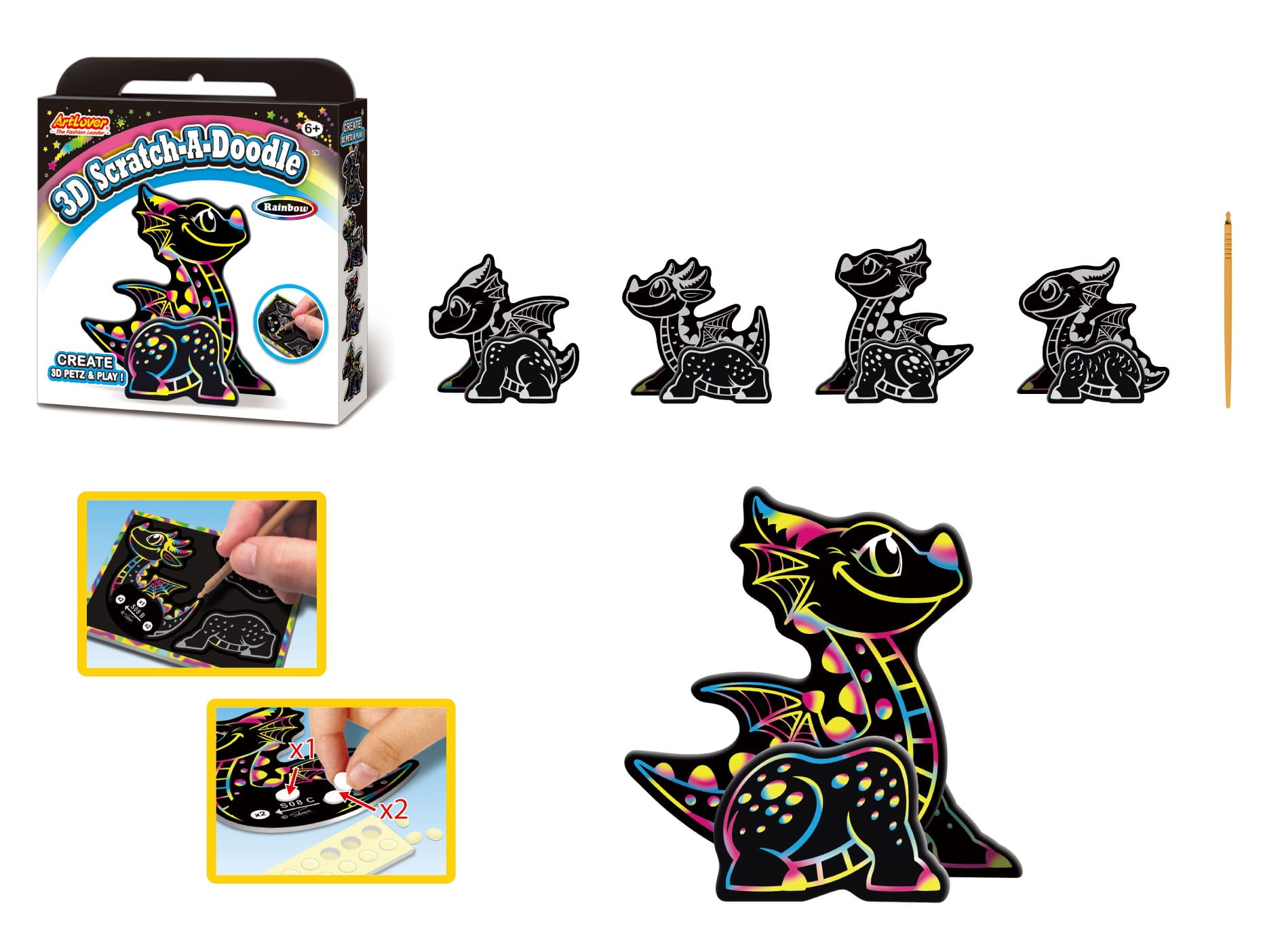 ARTLOVER 3D Scratch-A-Doodle - Dragon - Walmart.com