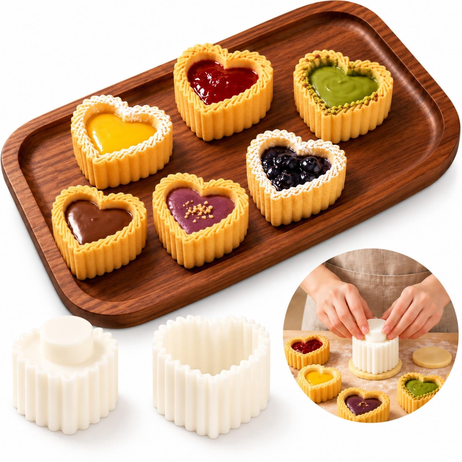ARTLOX Hand-Press Pastry Mold, Cookie Stamp for Baking, Single Mini Pie ...