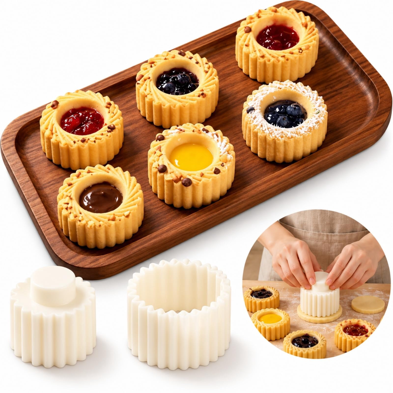 ARTLOX Hand-Press Pastry Mold, Cookie Stamp for Baking, Single Mini Pie ...