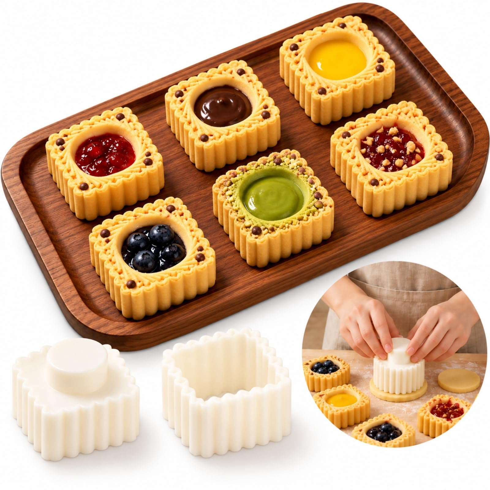 ARTLOX Hand-Press Pastry Mold, Cookie Stamp for Baking, Single Mini Pie ...