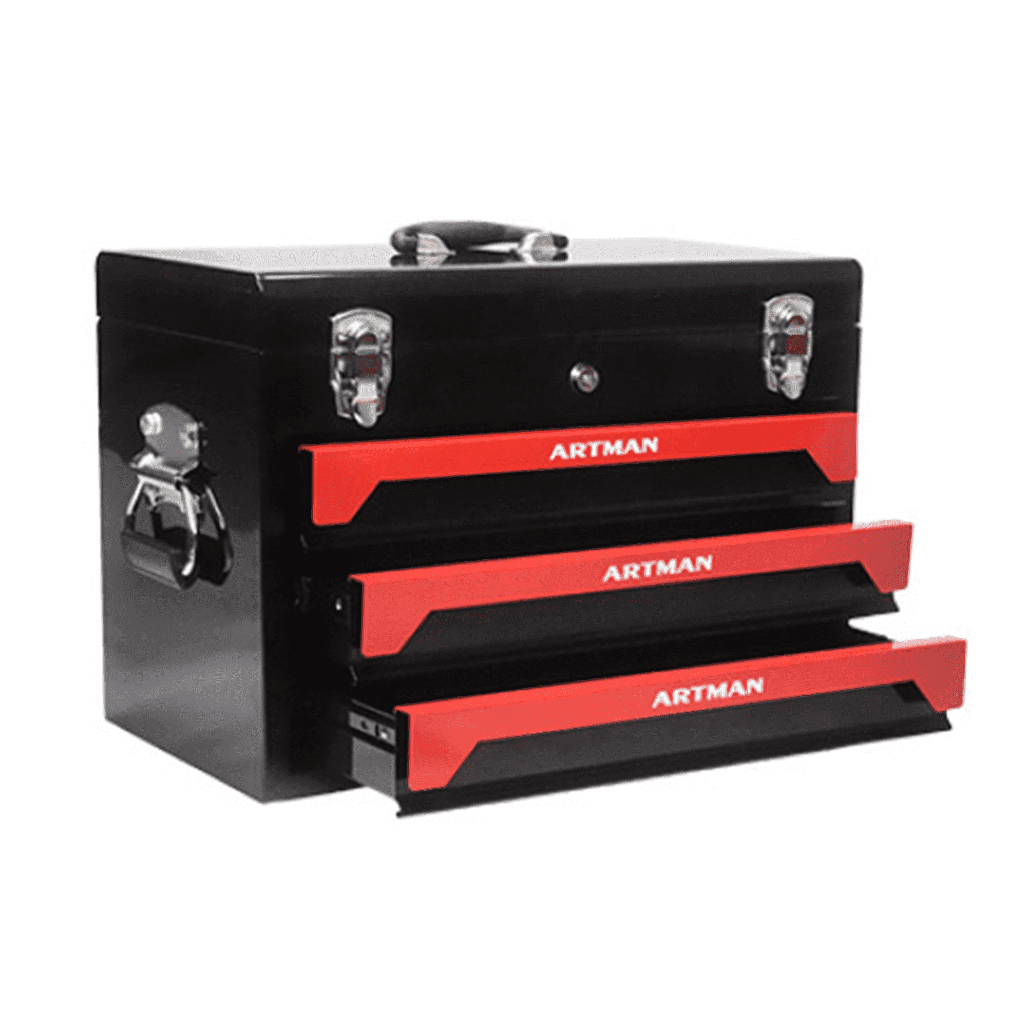 ARTMAN 20" Portable 3 Drawer Steel Tool Box with Protective Liner and ...