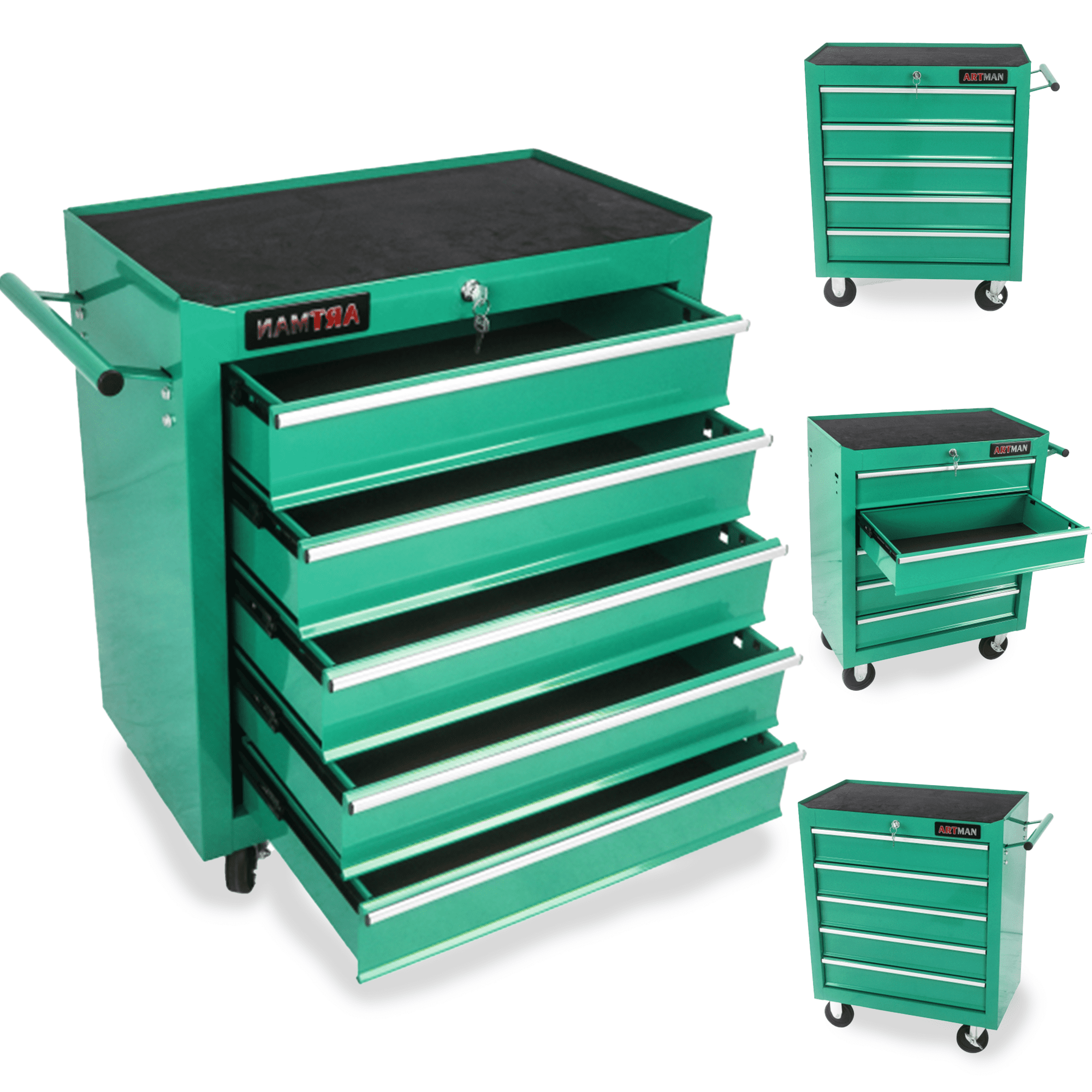 ARTMAN 5 Drawer Storage Tool Chest for Garage Storage with 4 Wheels and ...