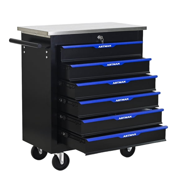 ARTMAN 6-Drawer Tool Storage Chest with Lockable Wheel,6 Drawer Tool ...
