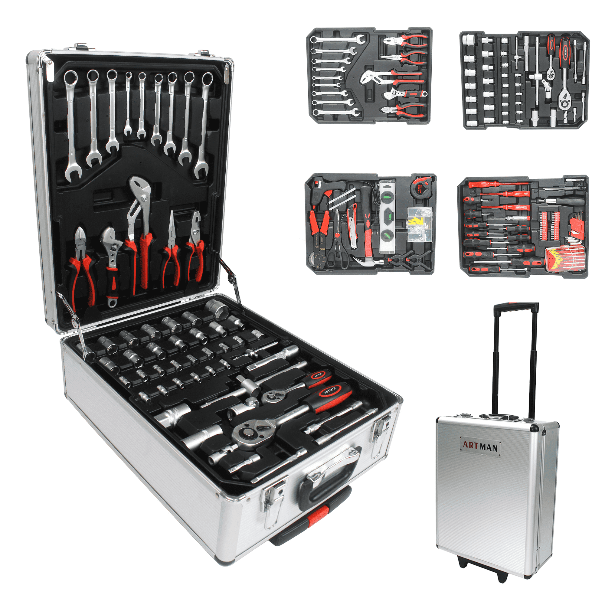 ARTMAN 899pcs 4 Drawers Home Repair Wrench Storage Tool Box,Tool Set ...