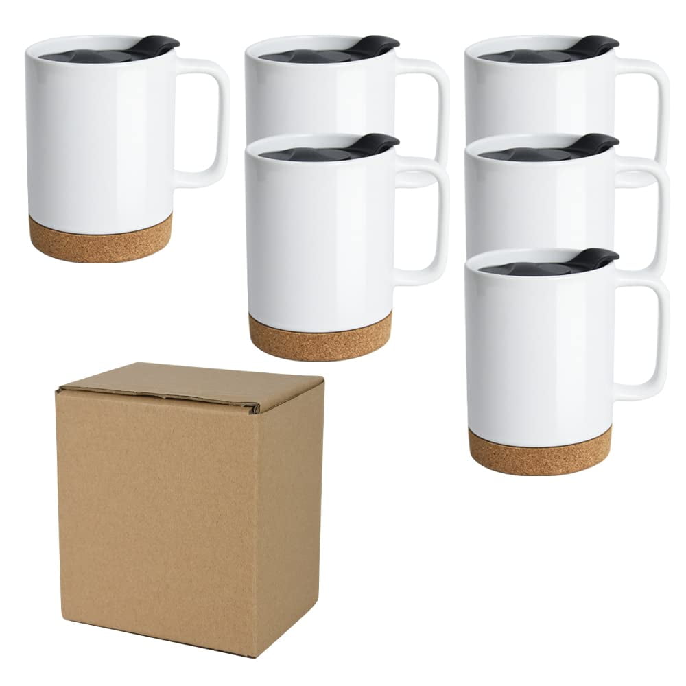 ARTONUSA 14 OZ Sublimation Mugs with Removeable Cork Bottom and Splash ...