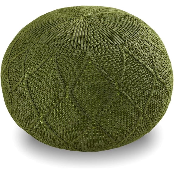ARTPLAN Outdoor Round Pouf Ottoman Hand Knitted 100% Olifen Pouf Foot ...