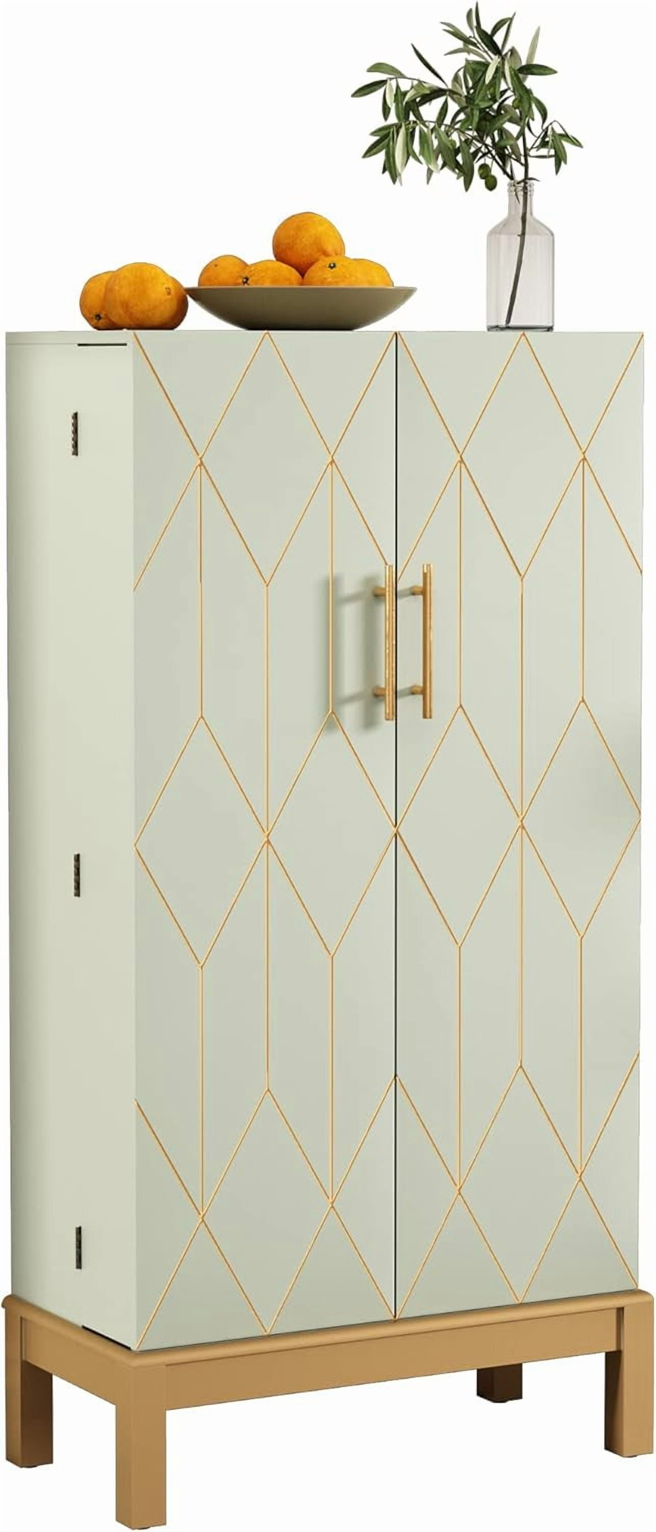 ARTPOWER 45'' Cabinet with Gold Trim, Pantry Cabinet with Doors and ...