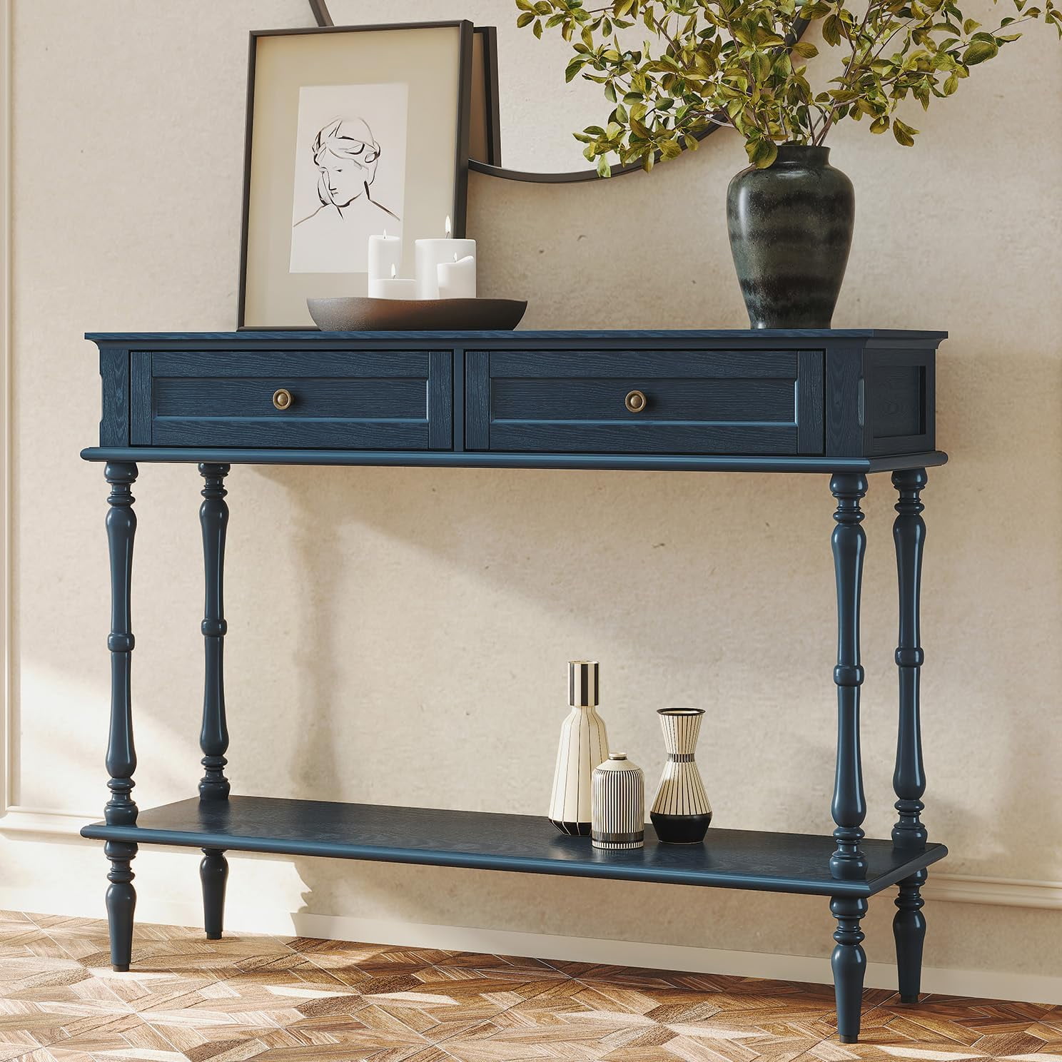 ARTPOWER Console Table for Entryway with 2 Drawers-Minimal Assembly ...