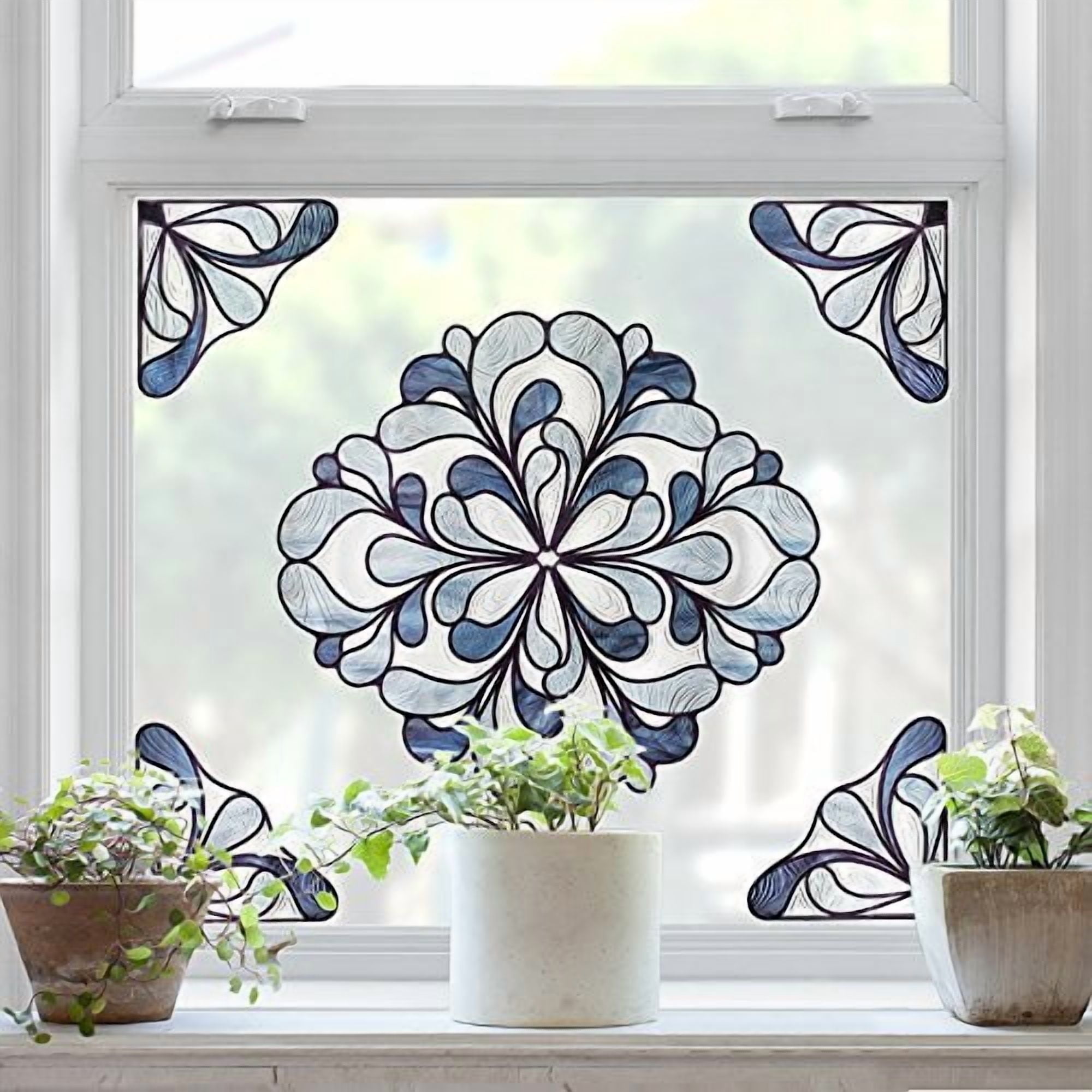 Artscape Capri Slate Accent 12" x 12" Window Film with Stained Glass ...