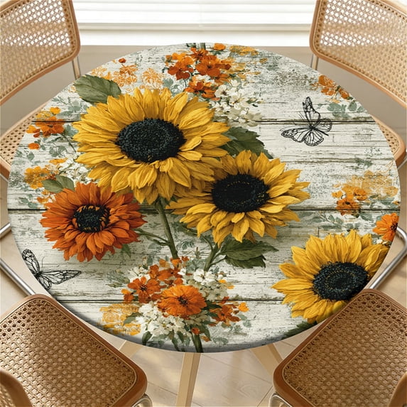 ARTSLION Elastic Tablecloth For Round Tables, Waterproof Tablecover For ...