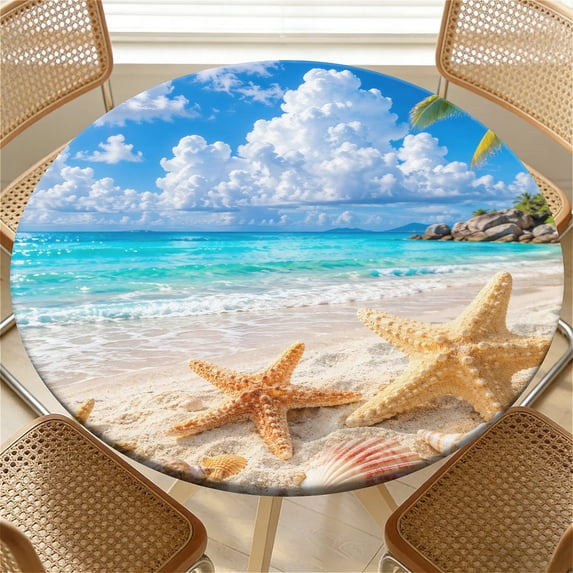 ARTSLION Elastic Tablecloth For Round Tables, Waterproof Tablecover For ...
