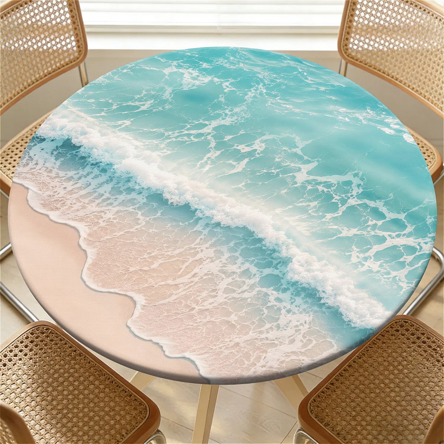 ARTSLION Elastic Tablecloth For Round Tables, Waterproof Tablecover For ...