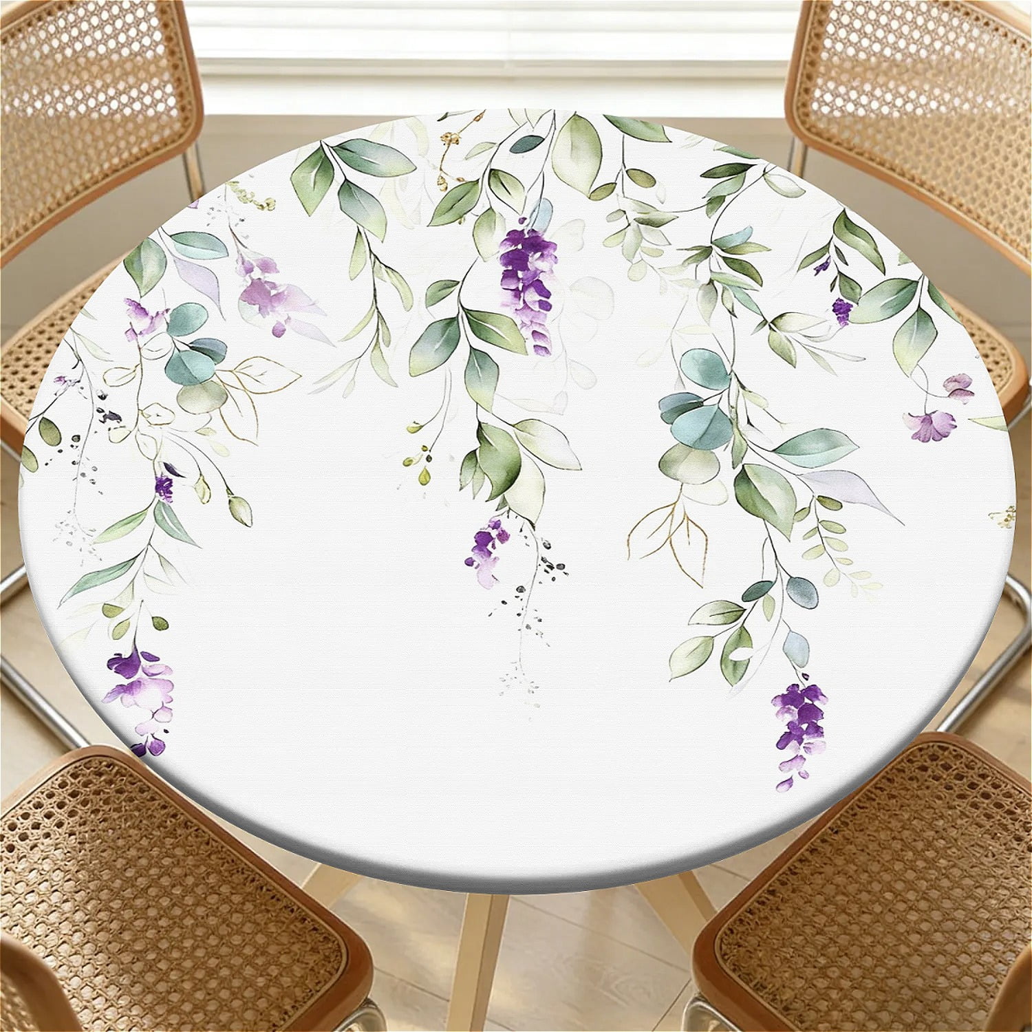ARTSLION Elastic Tablecloth For Round Tables, Waterproof Tablecover For ...