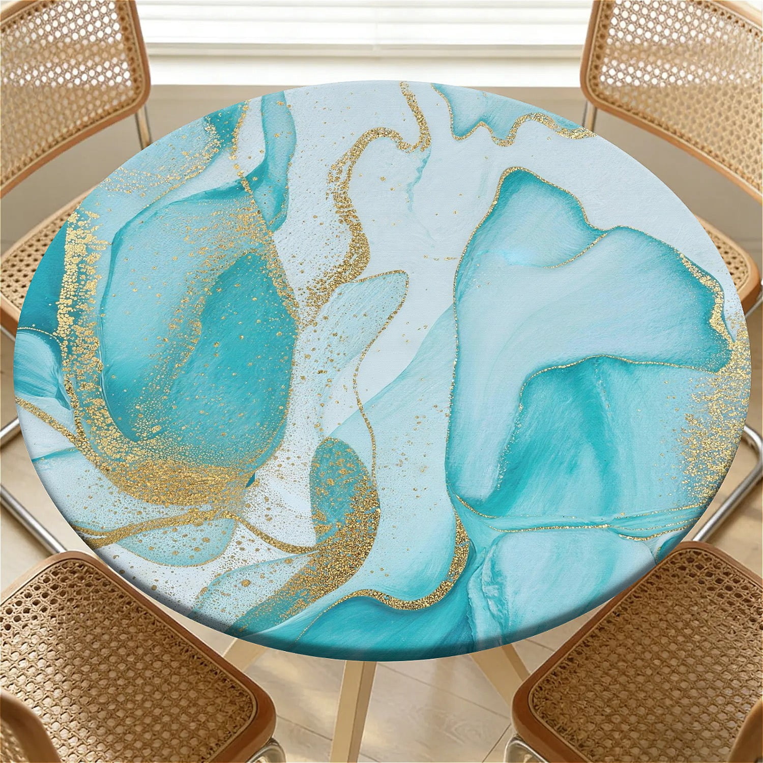 ARTSLION Elastic Tablecloth For Round Tables, Waterproof Tablecover For ...